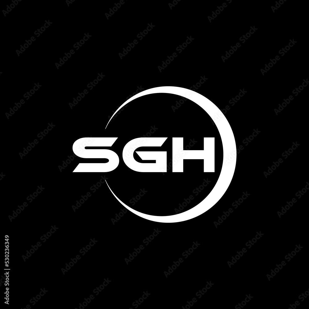SGH letter logo design with black background in illustrator, cube logo ...