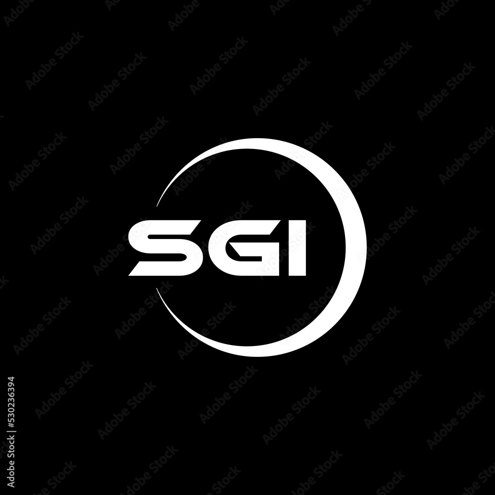 SGI letter logo design with black background in illustrator, cube logo ...