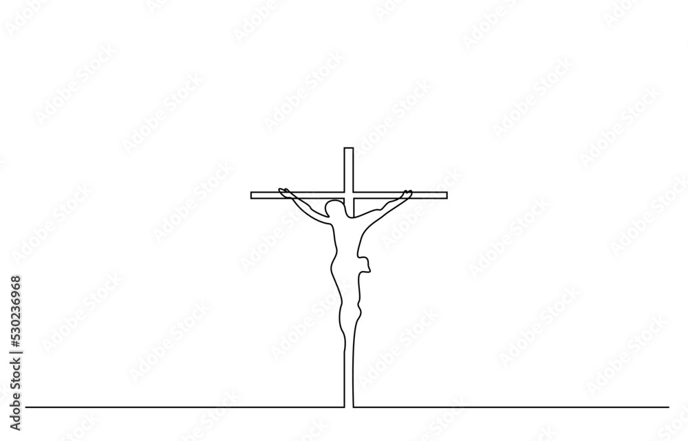 crucifixion of jesus in christian faith symbolic drawing concept Stock ...