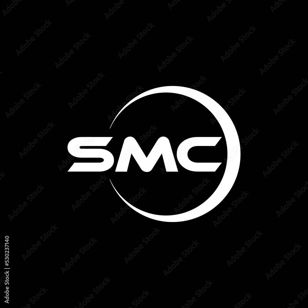 SMC letter logo design with black background in illustrator, cube logo ...