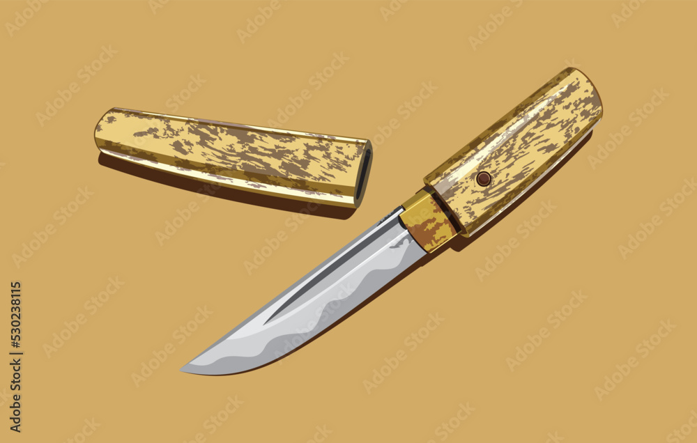 Puukko the Scandinavian knife in Japanese style illustration Stock ...