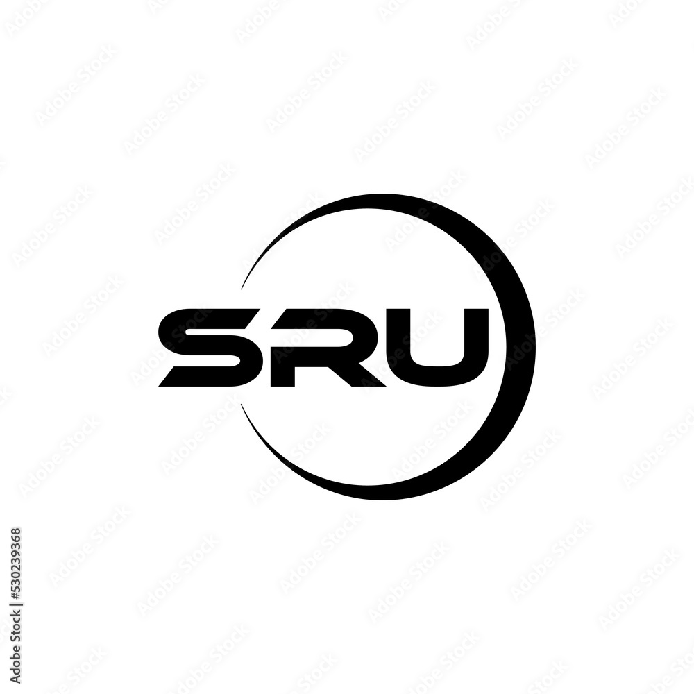 SRU letter logo design with white background in illustrator, cube logo ...