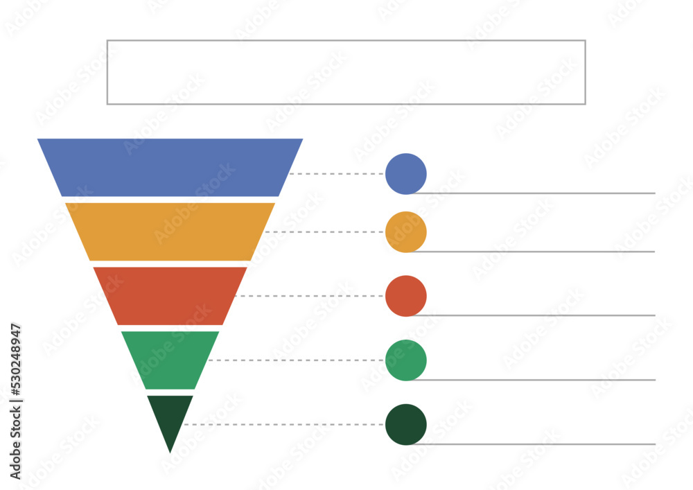 Funnel chart template with five steps. Clipart image isolated on white ...