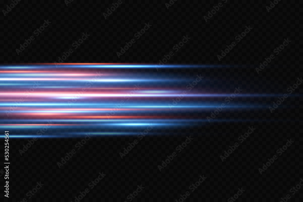 Motion light effect for banners. Blue lines. The effect of speed on a ...