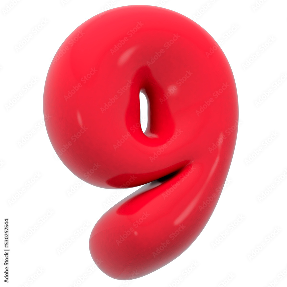 Bubble number nine illustration in 3D design Stock Illustration | Adobe Stock