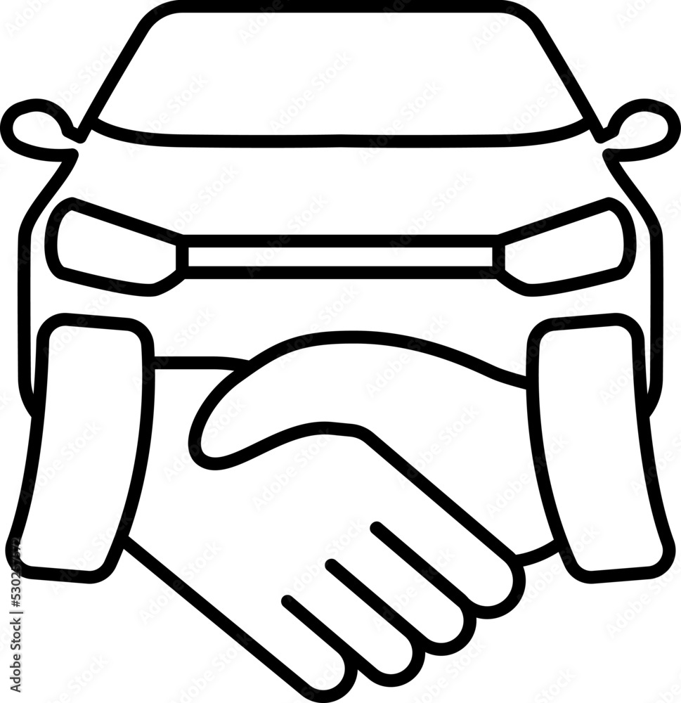 Car Deal with Hand shake sign line icon or logo. Car Dealer Handshake ...