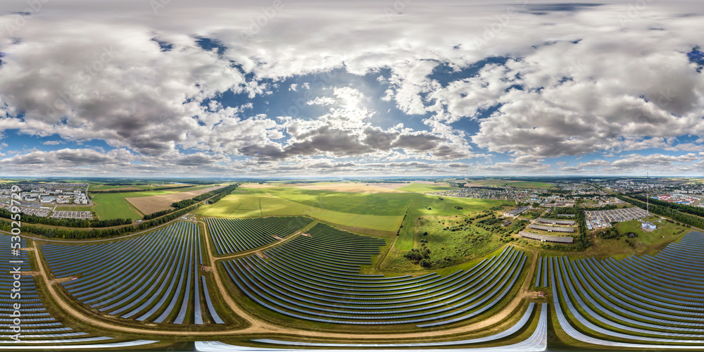 full seamless aerial spherical hdri 360 panorama view over farm field ...