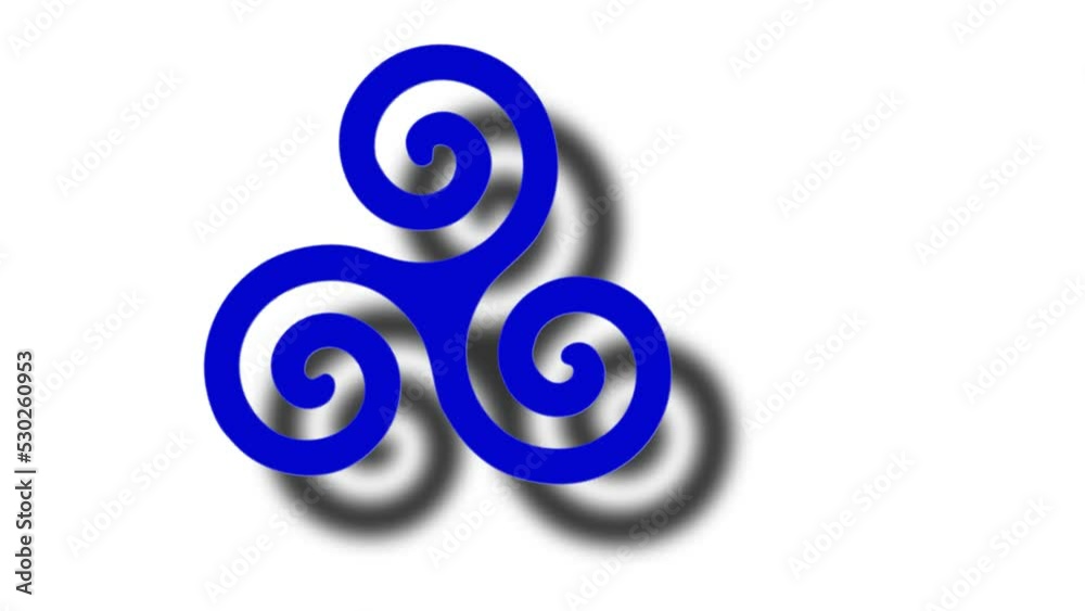 An animated video of a blue Celtic spiral with a shadow spinning across ...