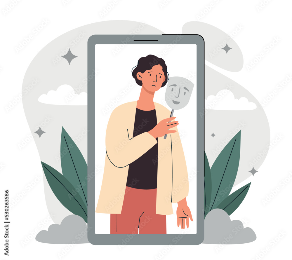 Masking true feelings. Character in social networks pretending to hide ...