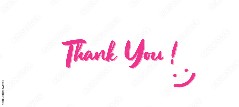 Thank you handwritten calligraphy lettering card with pink colour ...