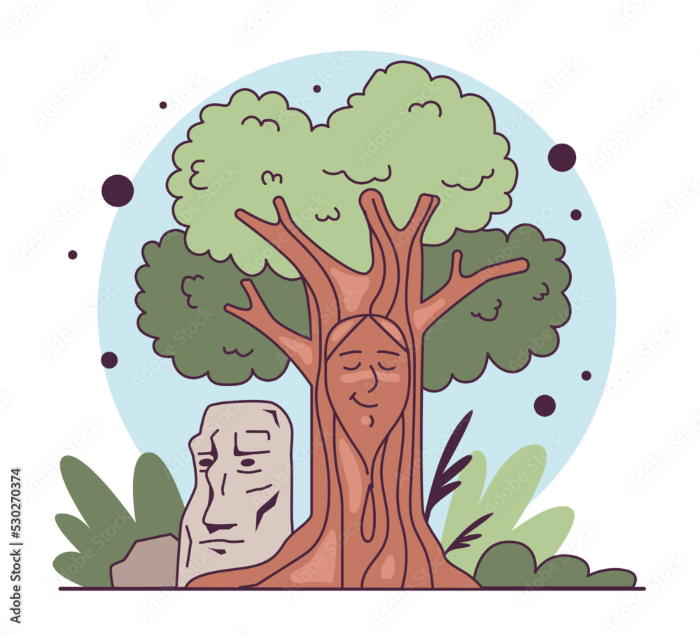 Paganism and animism. Prehistoric belief in nature forces. Hand made ...