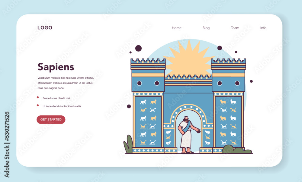 First civilization origin web banner or landing page. Ancient Sumerian ...