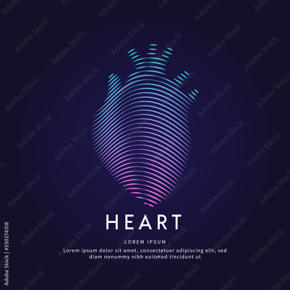 Human heart medical structure. Vector logo heart color silhouette on a ...
