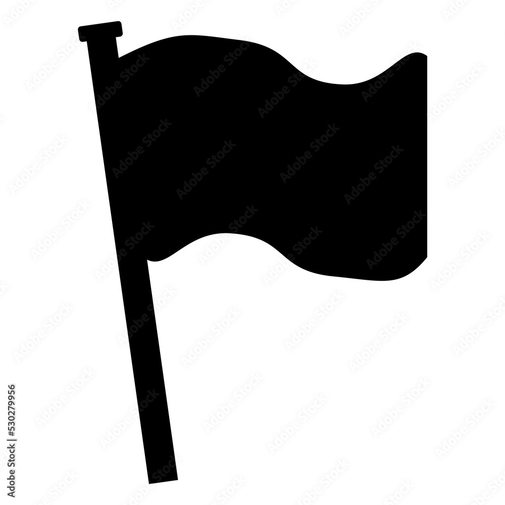 Icon Fahne in schwarz als Symbol für Fans oder Zielflagge Stock ...