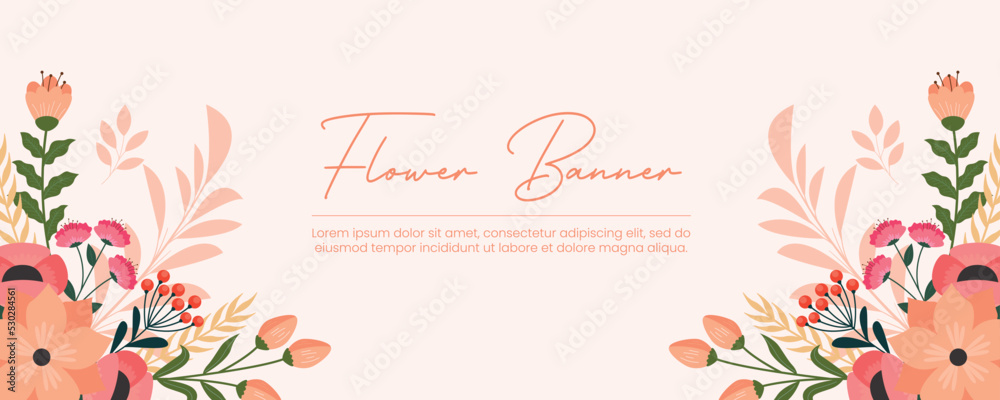 Flower banner background design. Vector floral template design Stock ...