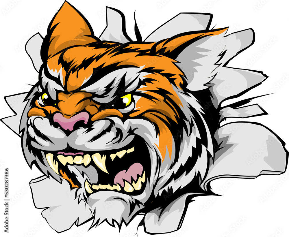Attacking tiger head Stock Illustration | Adobe Stock