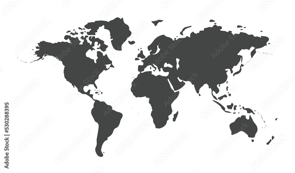 Illustration of a map of world, World Map Black | Territorial Borders ...