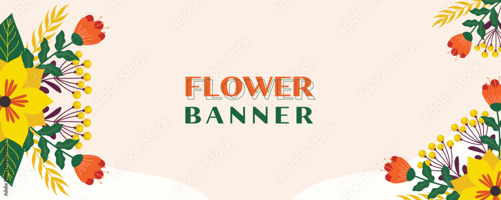 Flower background design. Vector banner flower template design Stock ...