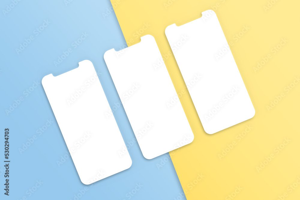 Blank space white realistic smartphone mockup. 3d mobile phone with ...