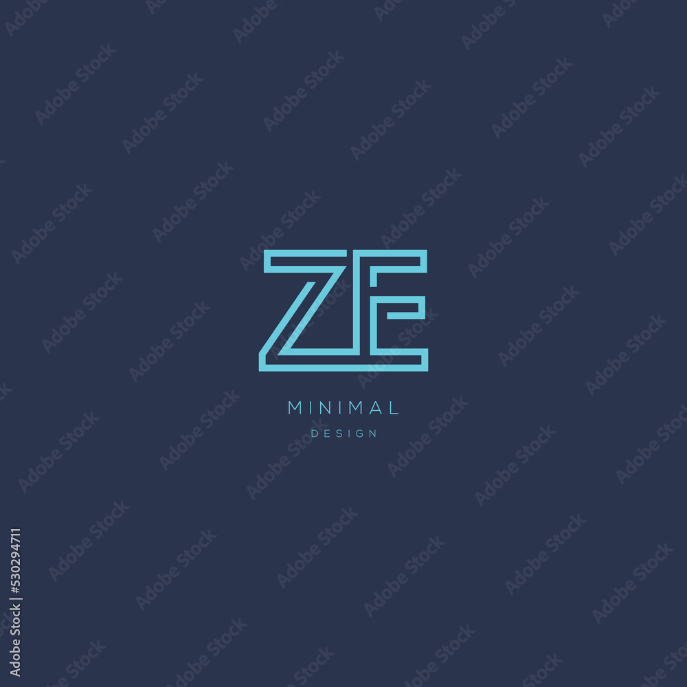 Initial letter ZE minimal vector design Stock Vector | Adobe Stock