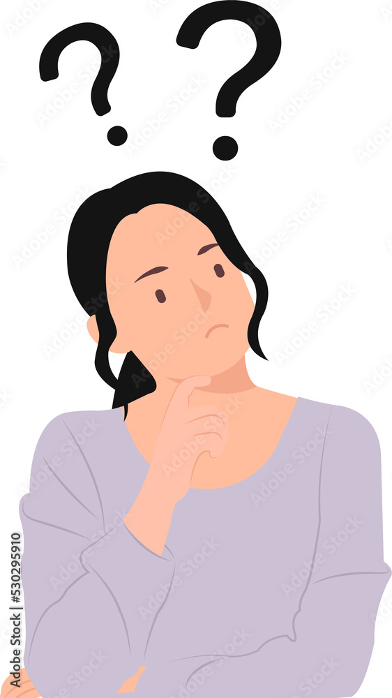 Cartoon daily life people female character woman wondering Stock ...