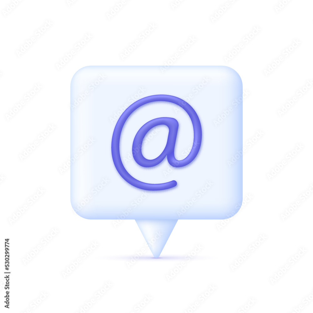 3D Email icon on Speech Bubble. Email address contact. Can be used for ...