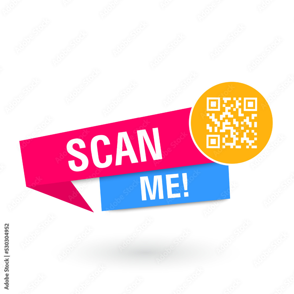 Scan me icon with QR code. Qr code template for mobile app. Vector ...