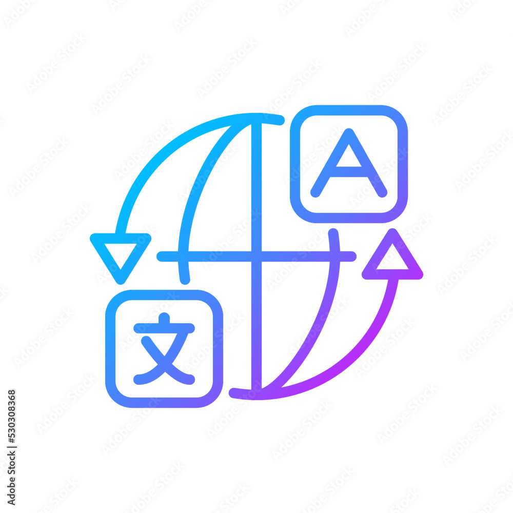 Machine translation software gradient linear vector icon. Localization ...