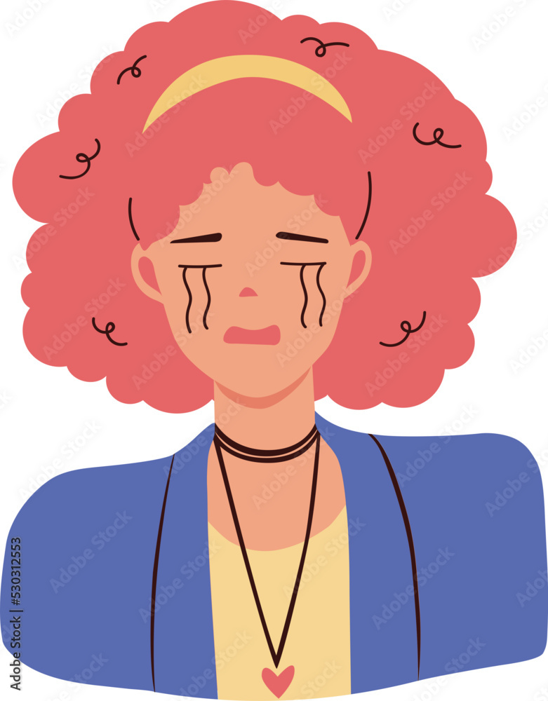 The Emotion of Woman. Sad Expression Cartoon Vector Illustration Stock ...