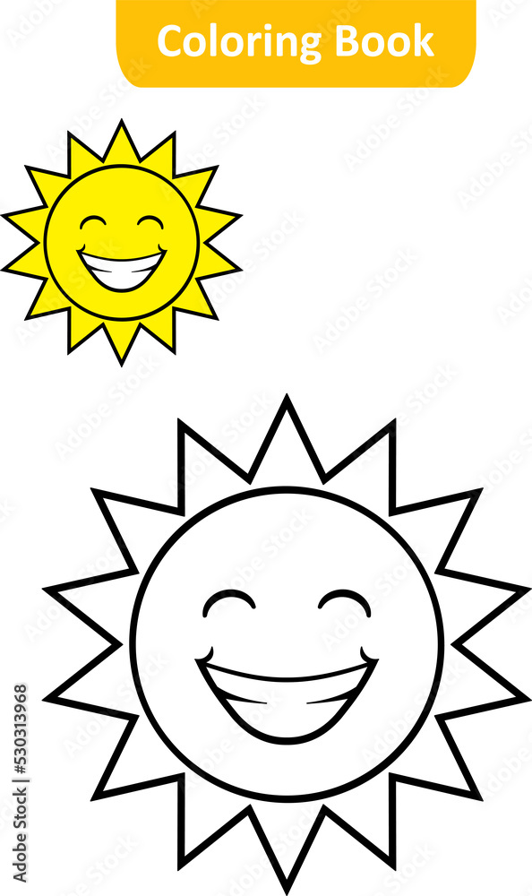 CUTE SUN COLORING PAGE FOR KIDS Stock Illustration | Adobe Stock