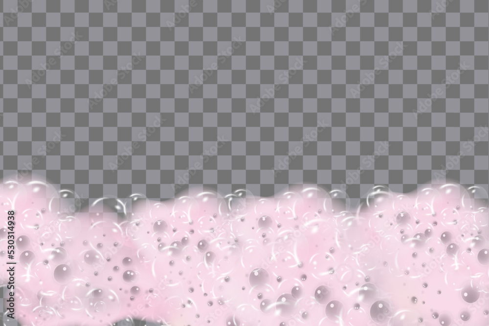 Set of bath pink foam isolated on transparent background. Shampoo ...