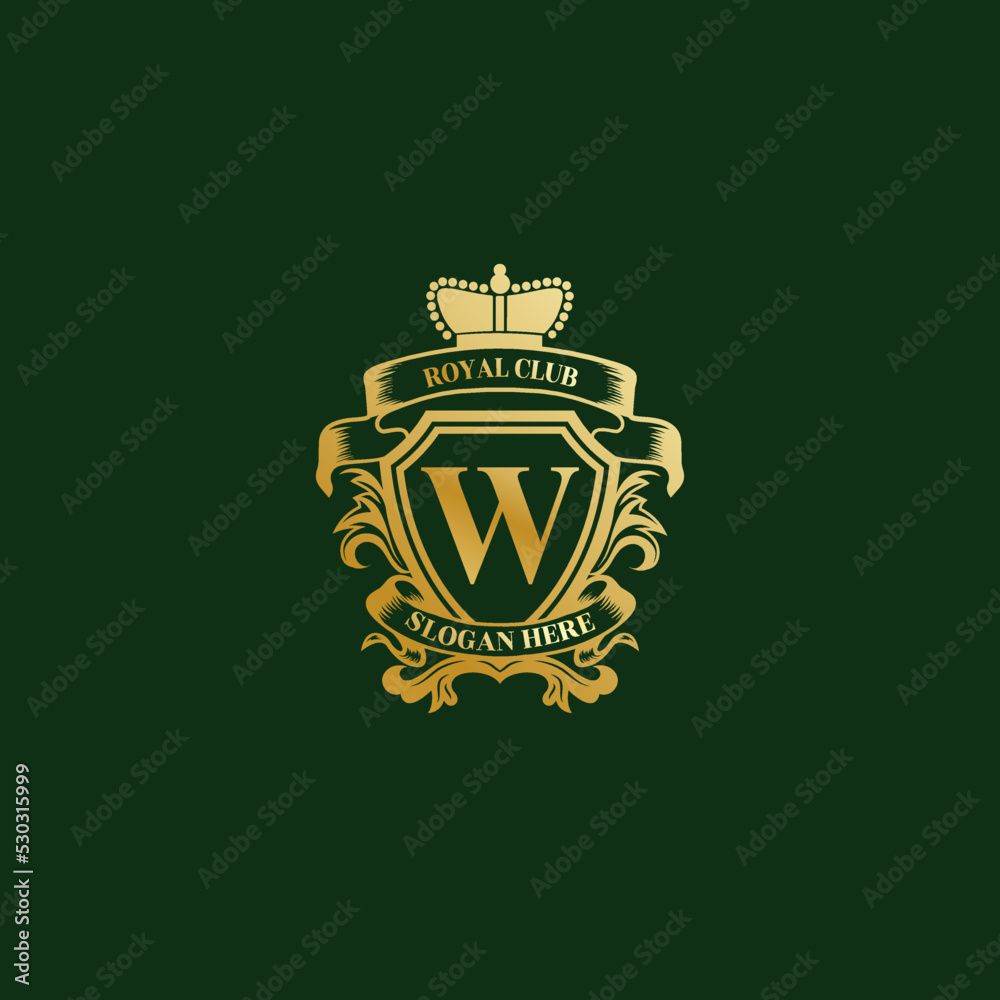 Luxury royal wing Letter W crest Gold color Logo vector. Crest logo ...