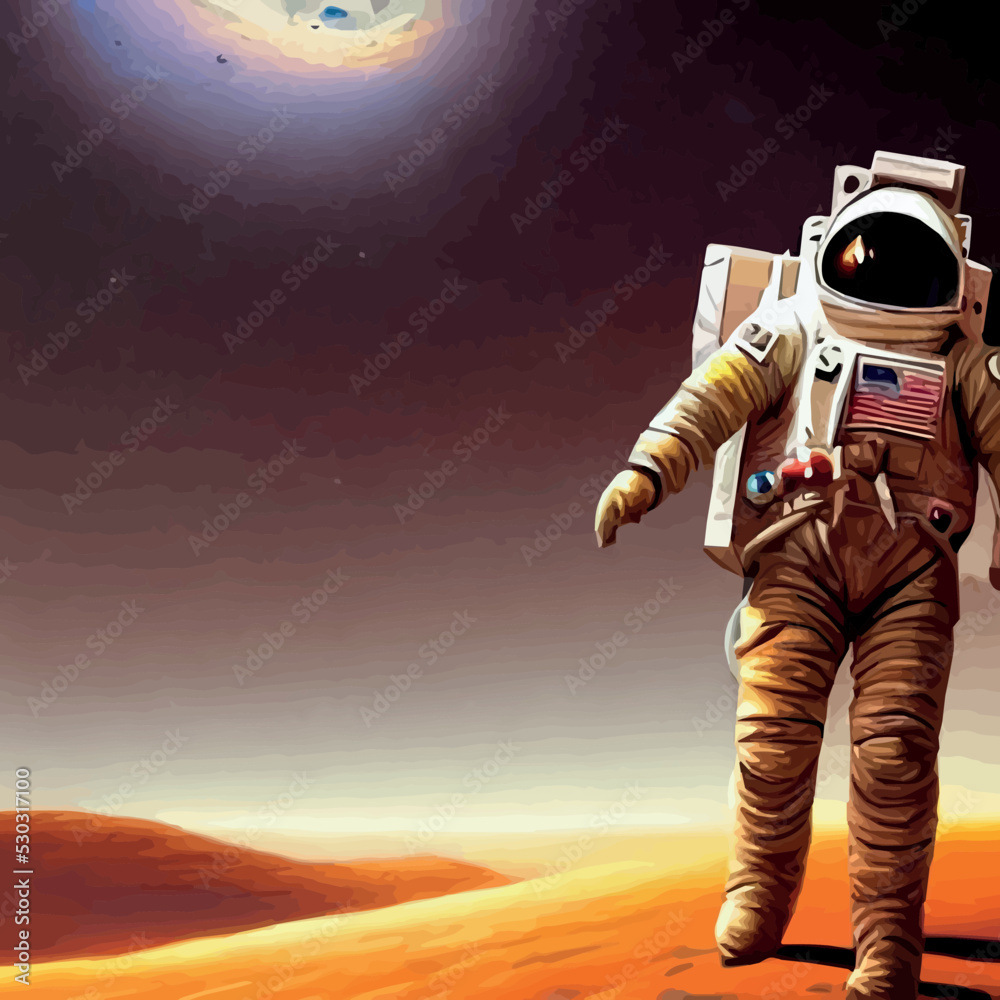 Vector illustration of space, astronaut and galaxy for poster, banner ...