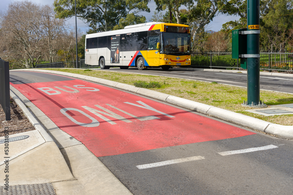 Adelaide, Australia - August 10, 2019: Adelaide Metro bus travelling ...