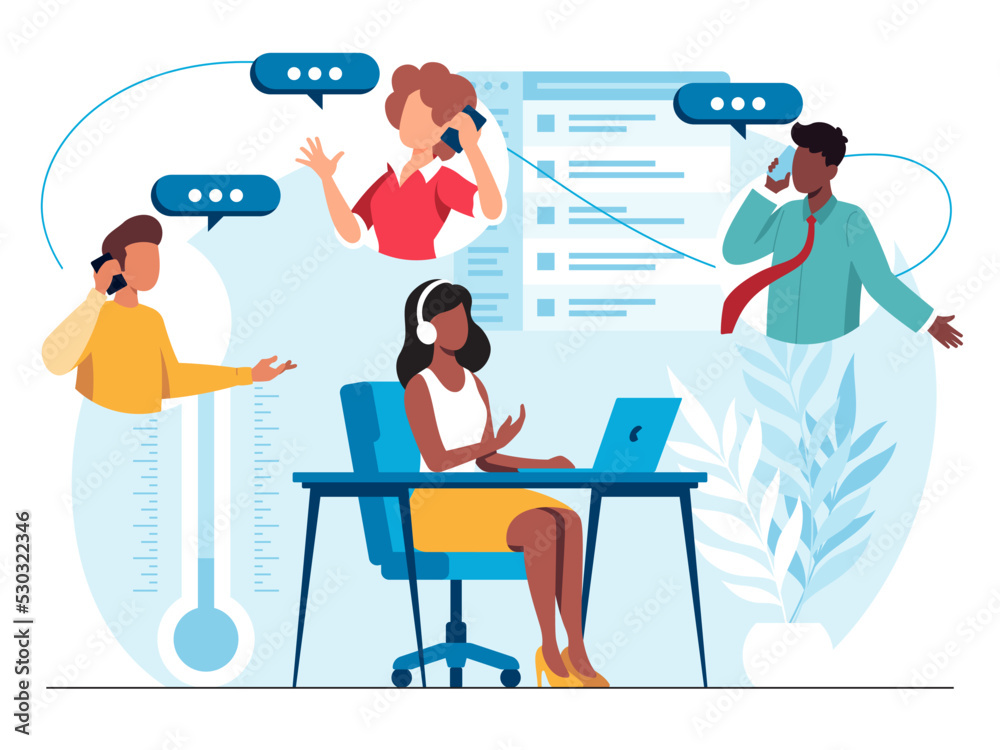 Cold call, flat vector illustration a product or service Stock Vector ...