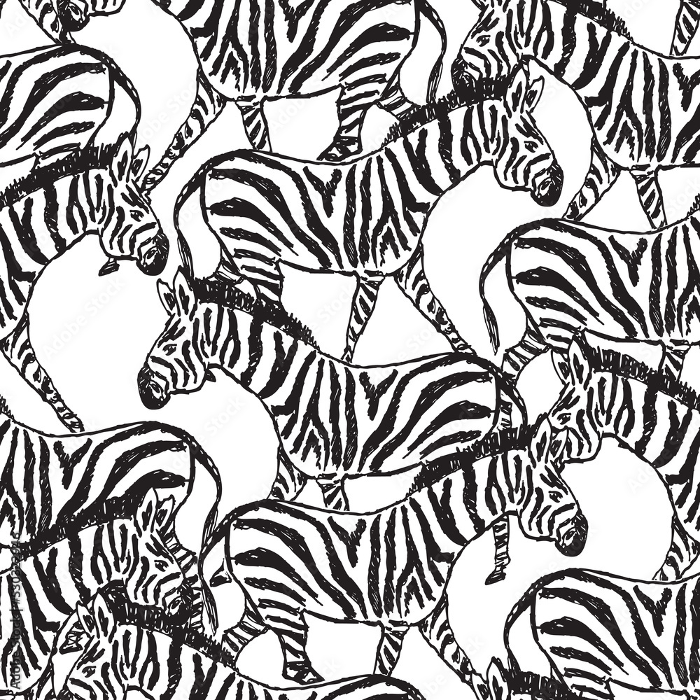 Seamless background of drawn cartoon walking zebras Stock Vector ...
