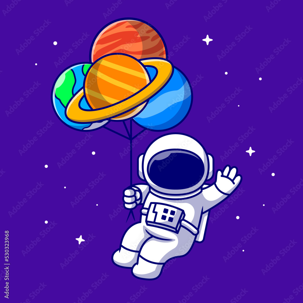 Cartoon Astronaut Floating In Space