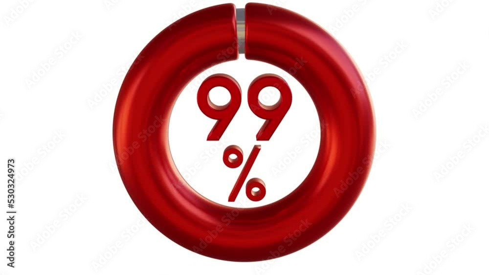 Pie chart 3D animated video with 99 percent element. Statistics ...