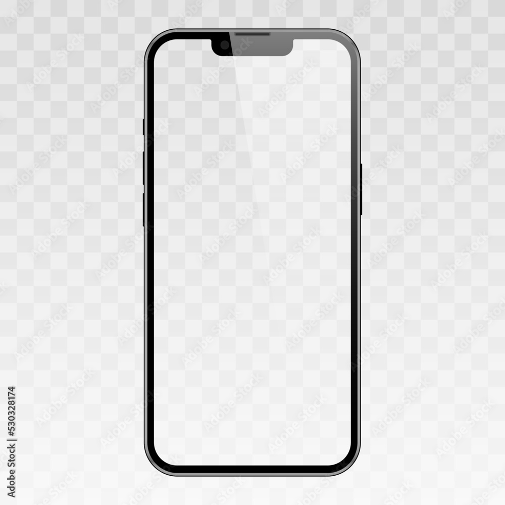 Smartphone mockup. Outline mobile phone frame, template with ...