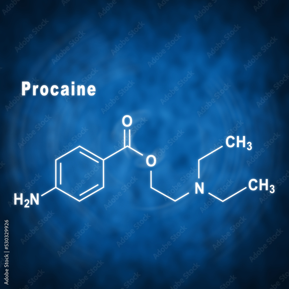 Procaine, anesthetic drug, Structural chemical formula Stock ...