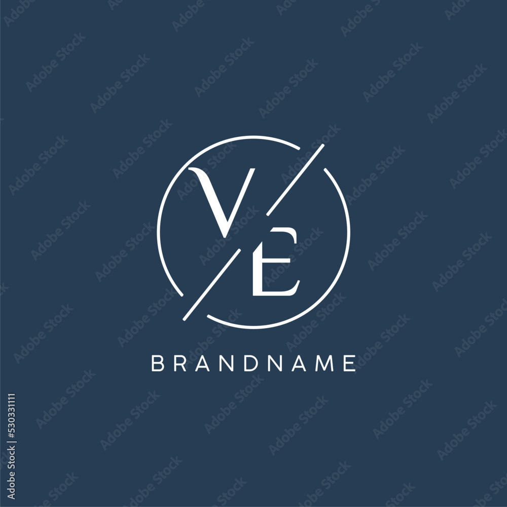 Initial letter VE logo monogram with circle line style Stock Vector ...