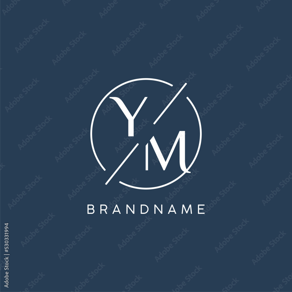 Initial letter YM logo monogram with circle line style Stock Vector ...