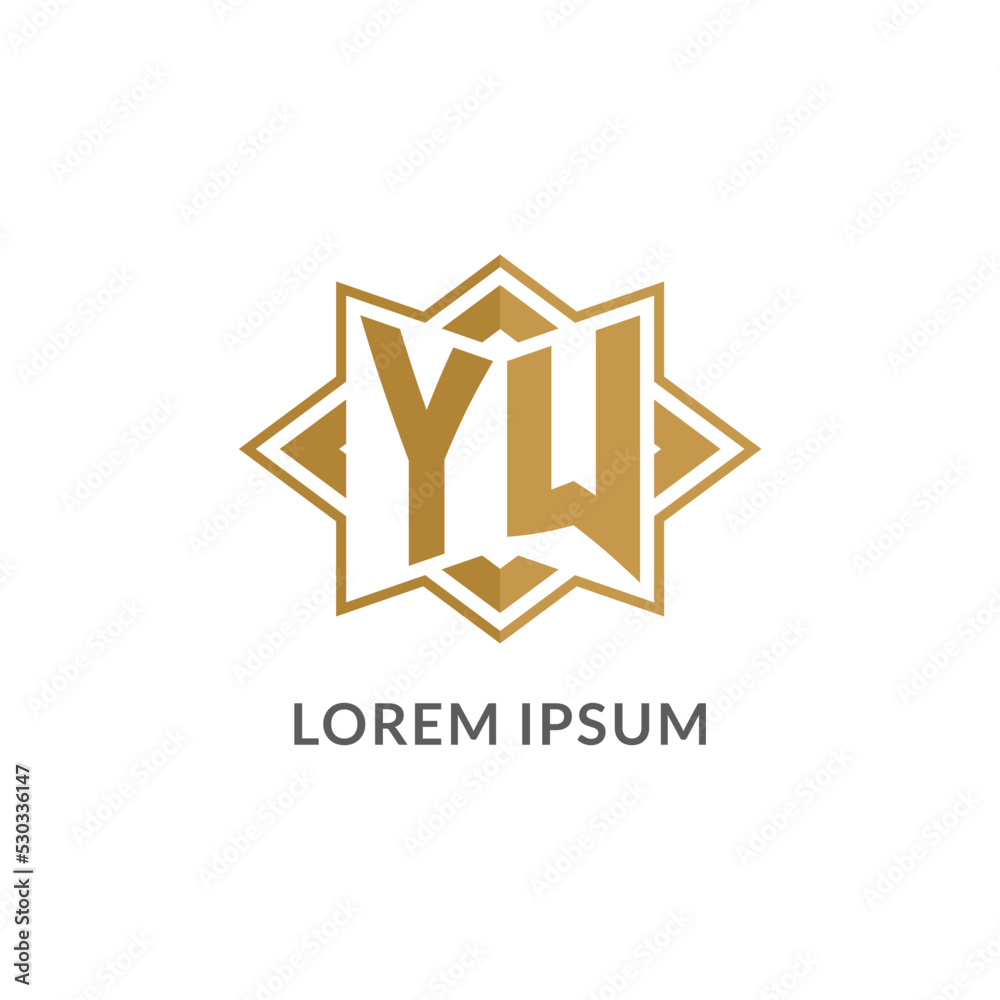 Initial letter YW logo monogram with eight point star style design ...