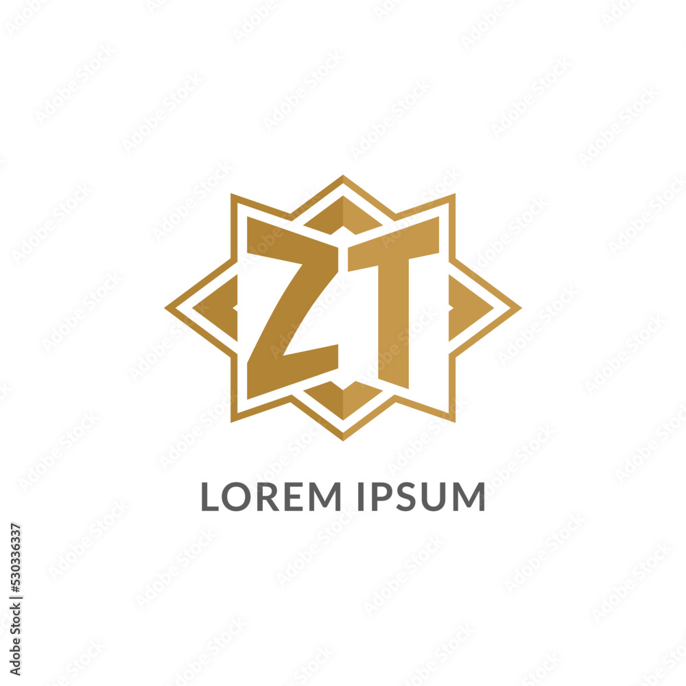 Initial letter ZT logo monogram with eight point star style design ideas Stock Vector | Adobe Stock