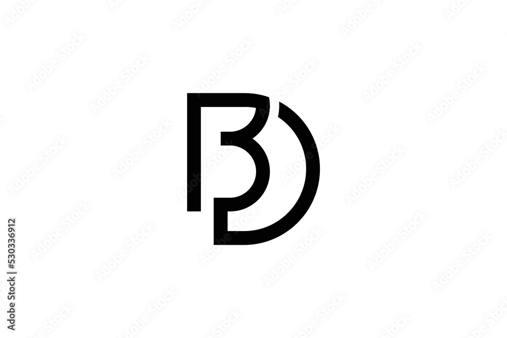 DB logo with a minimal design. An icon of a BD letter on a luxury ...
