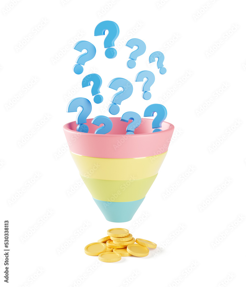 Solving problems brings money. Question marks fall into the sales ...