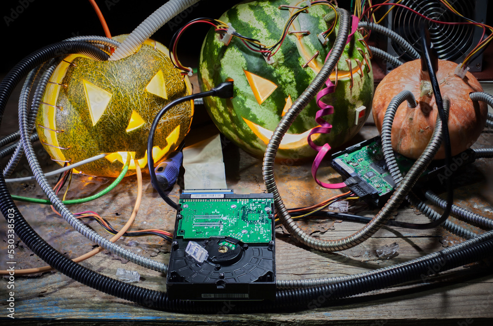 Electronic Halloween. Vegetable cybernetics. The pumpkin is connected ...