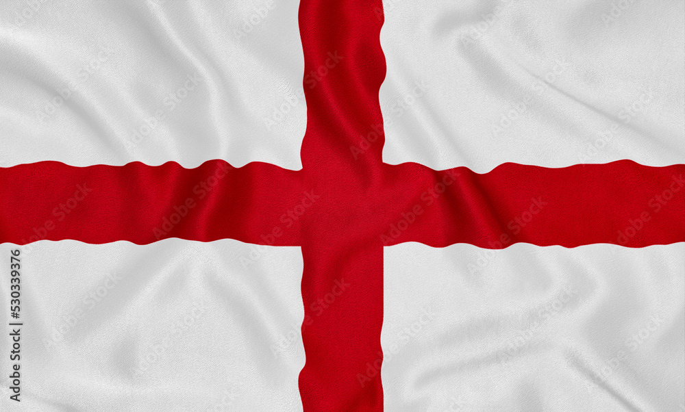 English waving flag. England St George's Cross flag on silk. English ...