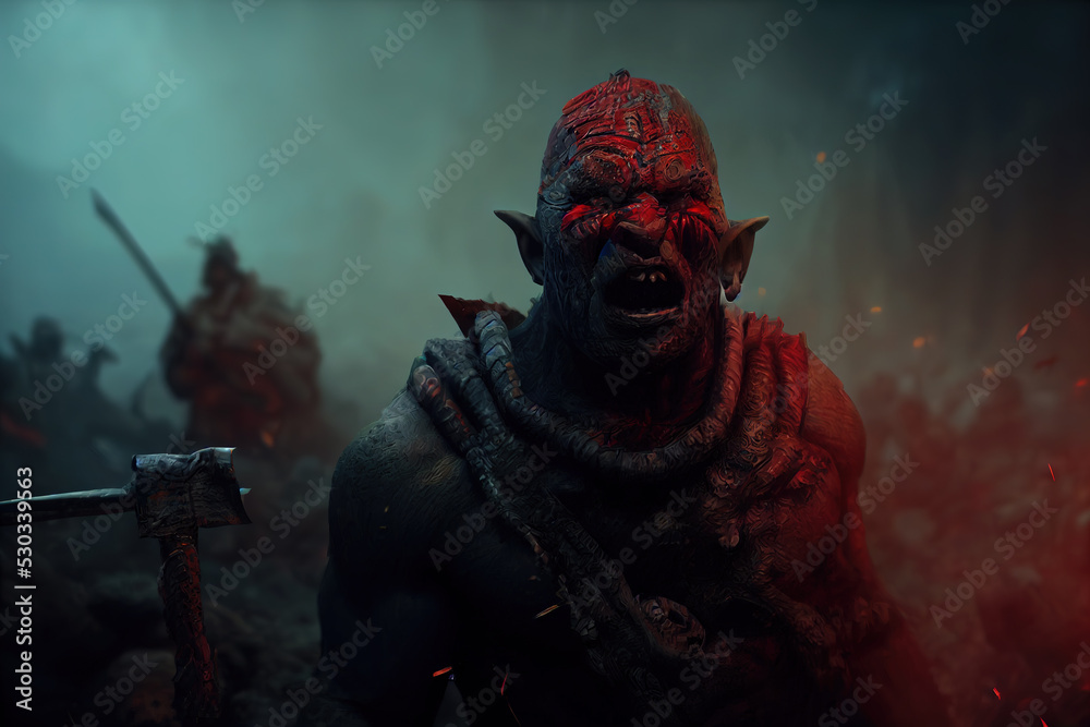 Photo & Art Print realistic orc character screaming in war, 2rogan
