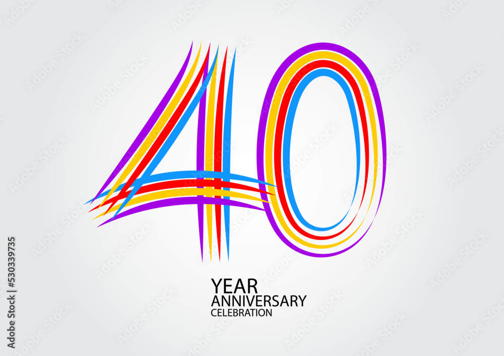 40 years anniversary celebration logotype colorful line vector, 40th ...